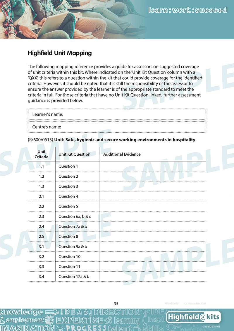 Hospitality | Highfield-kit | Level 2 Certificate