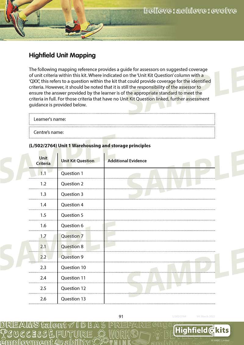 Warehousing and Storage Highfield-kit | Level 2 | Improved Learning
