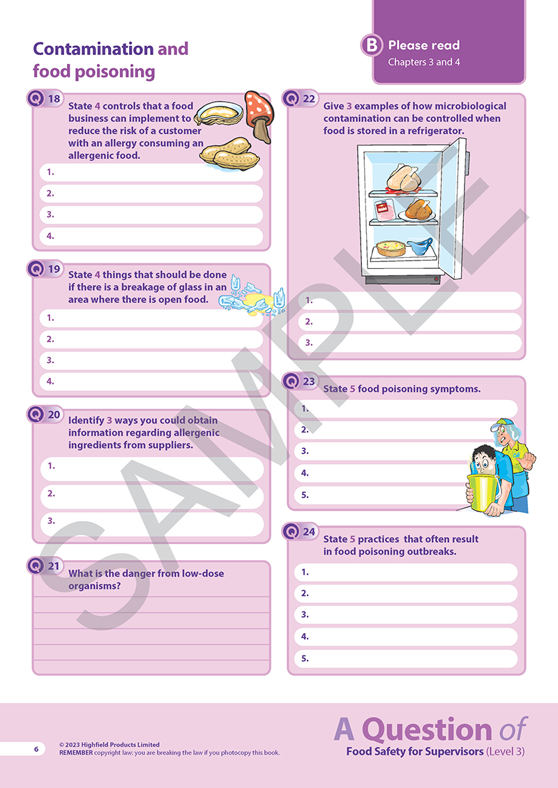 Food Safety Questions for Supervisors | Level 3