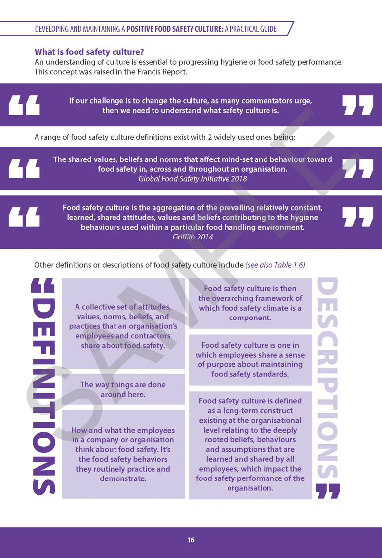 Developing a Positive Food Safety Culture | Level 3